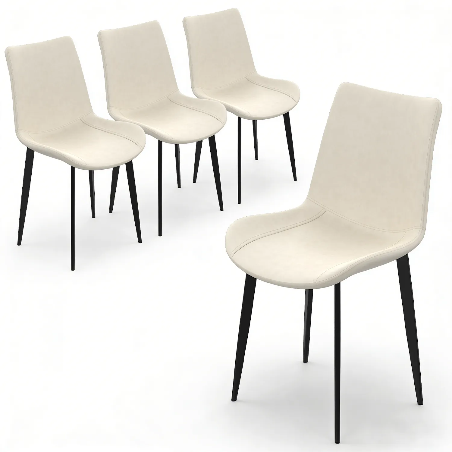 Dining Chairs Set of 4,Modern Faux Leather Upholstered Kitchen Chair ...