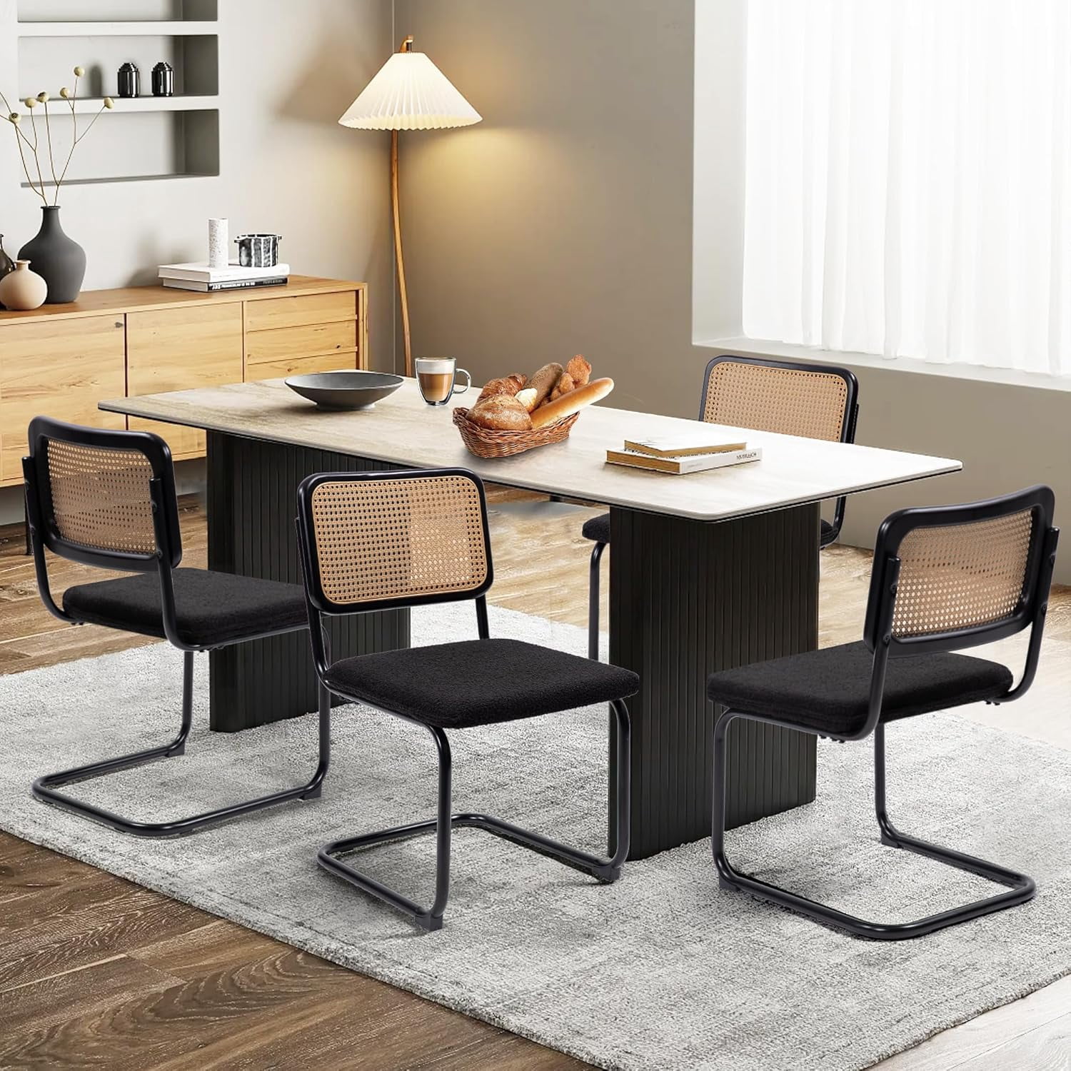 Dining Chairs Set of 4, Modern Rattan Kitchen Chairs, Mid Century ...
