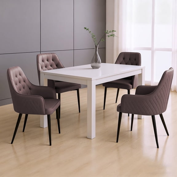 Black Dining Chairs Set of 4, Dining Chairs with Thick Cushions, PU ...