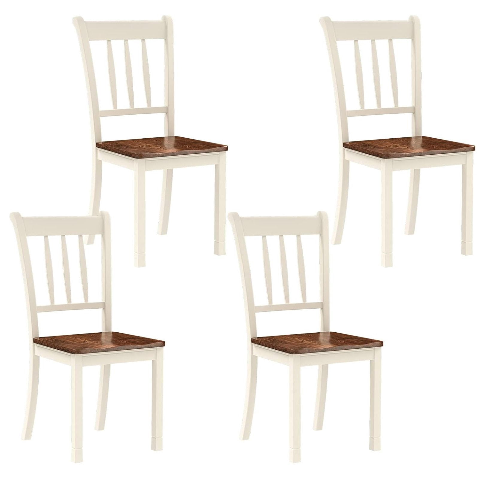 Dining Chairs Set of 4, Wooden Dining Chair with W-Shaped Seat Kitchen ...