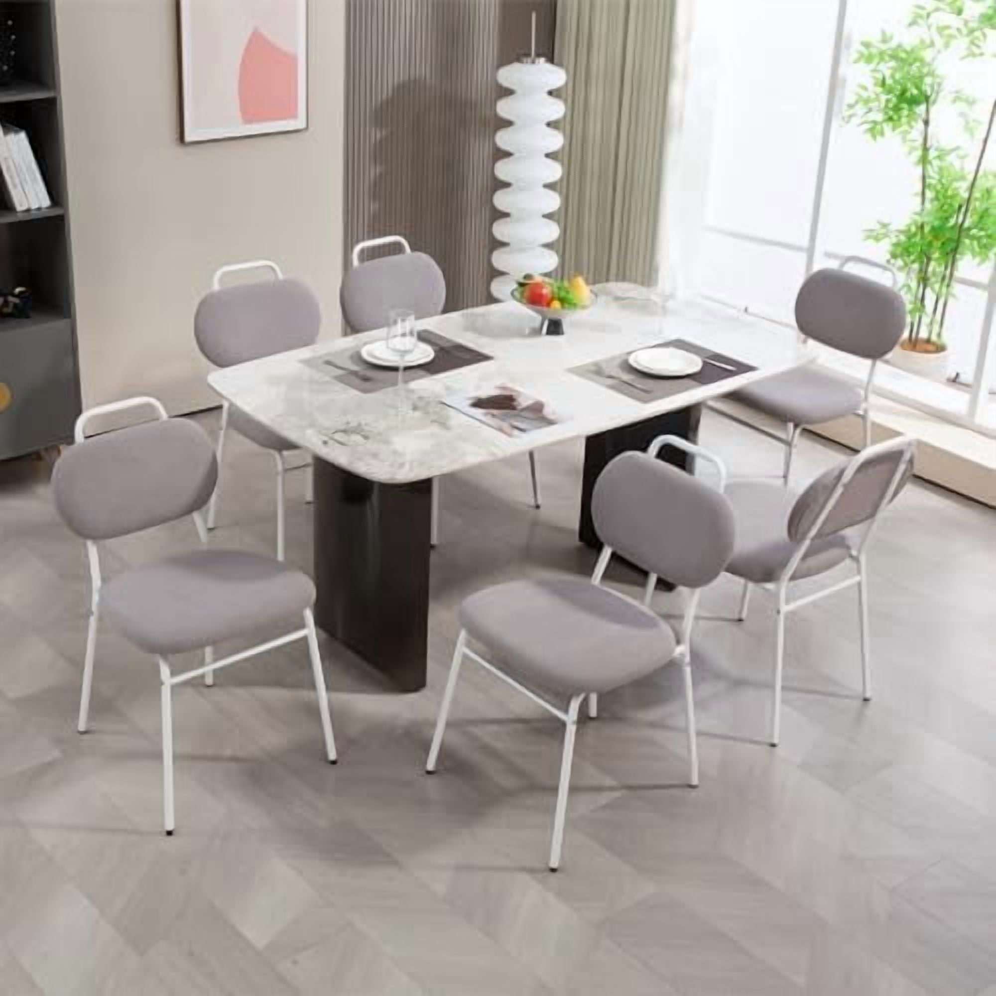 Dining Chairs Set of 6, Comfy Upholstered Dining Chairs with Thick ...