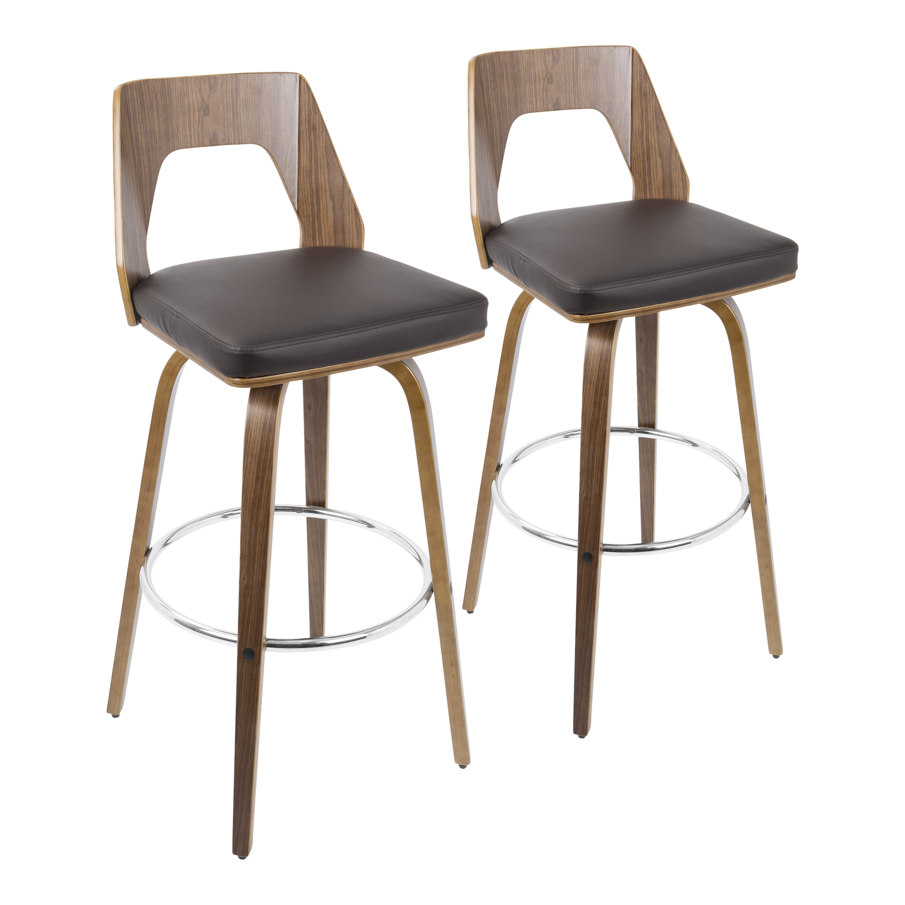 Dining Chairs Trilogy Mid-Century Modern Barstool in Walnut and Brown ...
