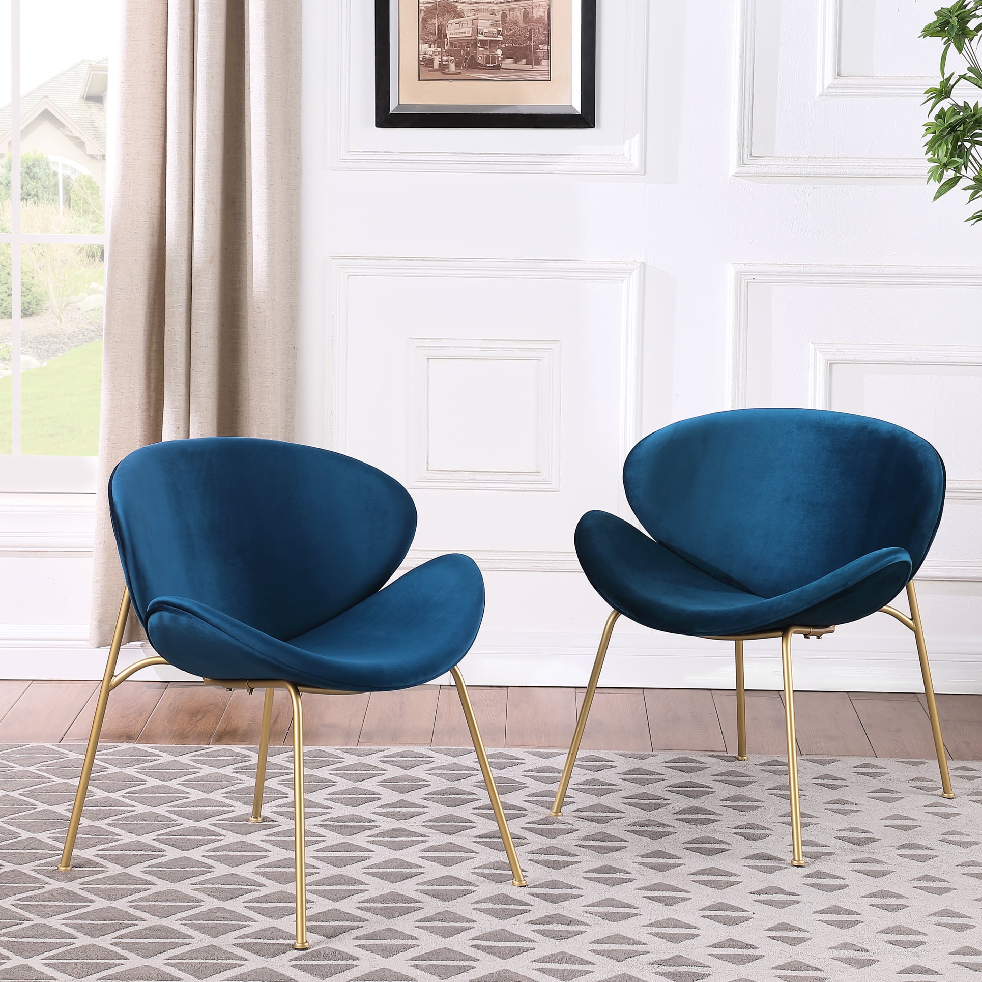 Dining Chairs With Velvet Upholstery And Metal Legs - 6 Color Options ...