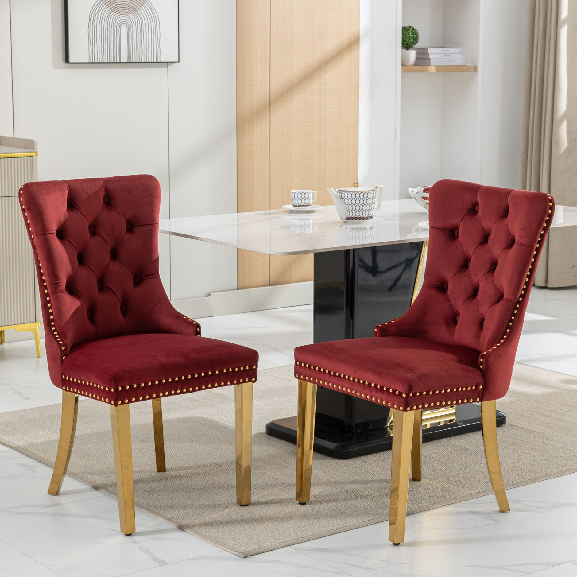Dining Chairs in Burgundy | Ideal for Formal Dinners | Solid Rubberwood ...