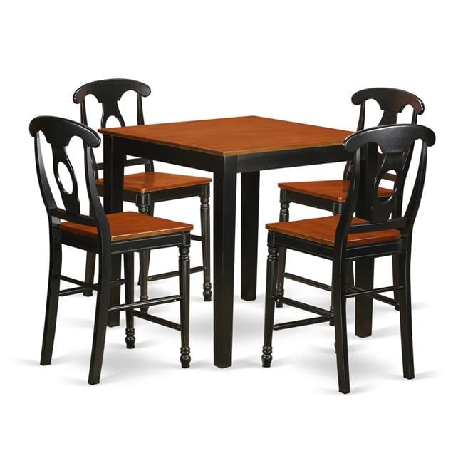 Dining Counter Height Pub Table & 4 Chairs, Black Finish - Walmart.com