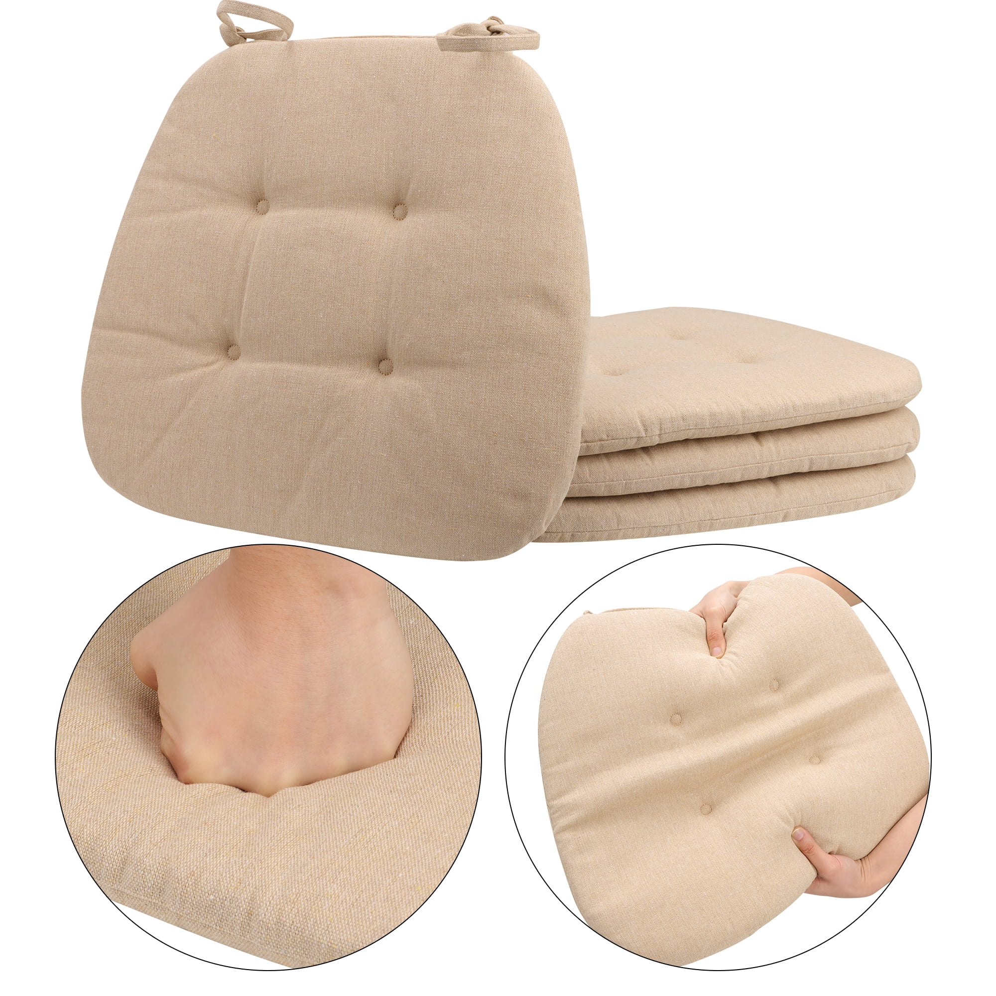 Dining Kitchen Chair Pads with Ties, Memory Foam Indoor Seat Cushions ...