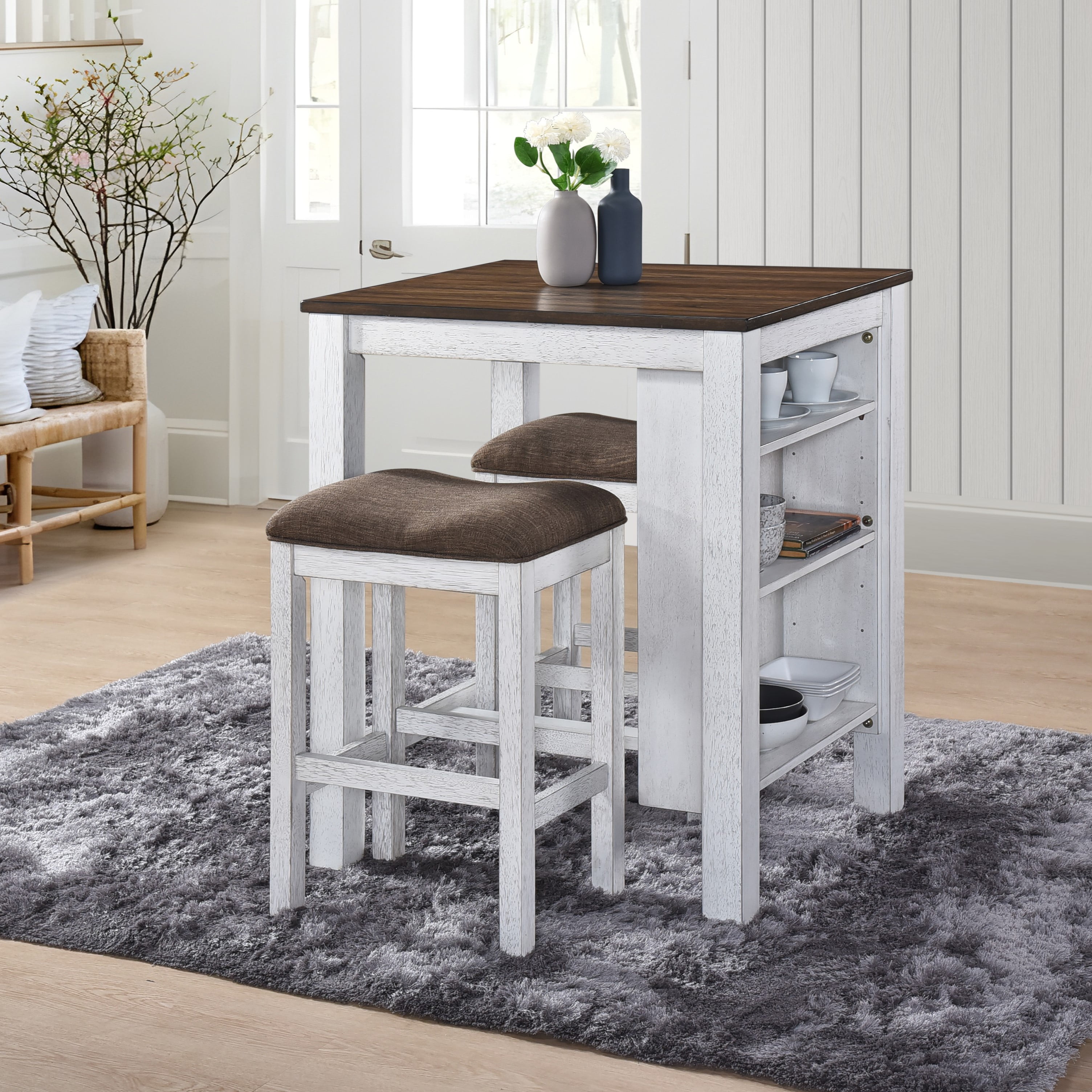 Dining And Kitchen Sets 3 Pieces Counter Set Storage Space For Small ...