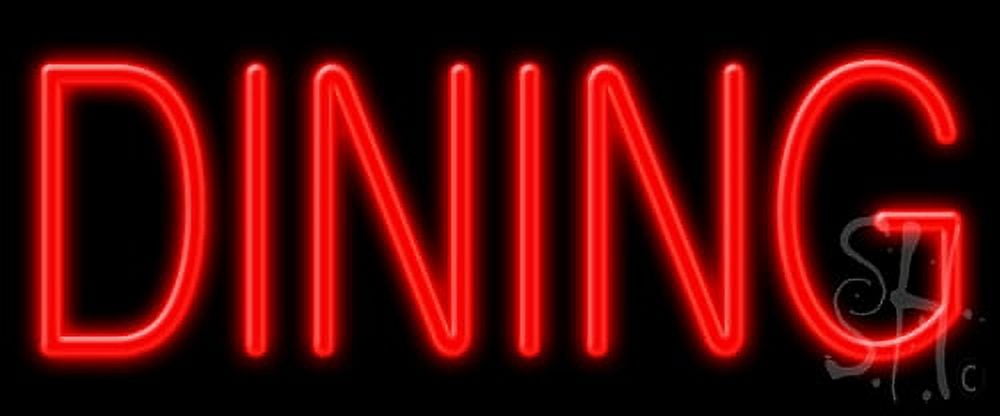 Dining LED Neon Sign 6 x 15 - inches, Clear Edge Cut Acrylic Backing ...