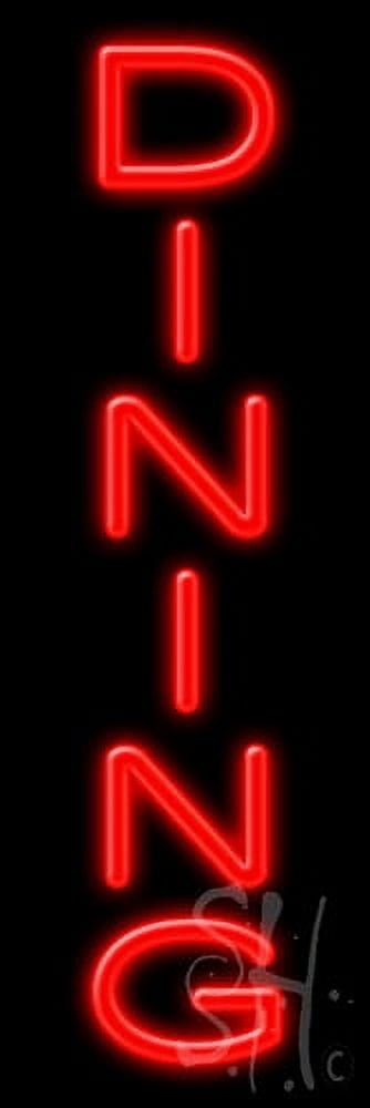 Dining LED Neon Sign 8" Tall x 24" Wide, Clear Edge Cut Acrylic Backing ...