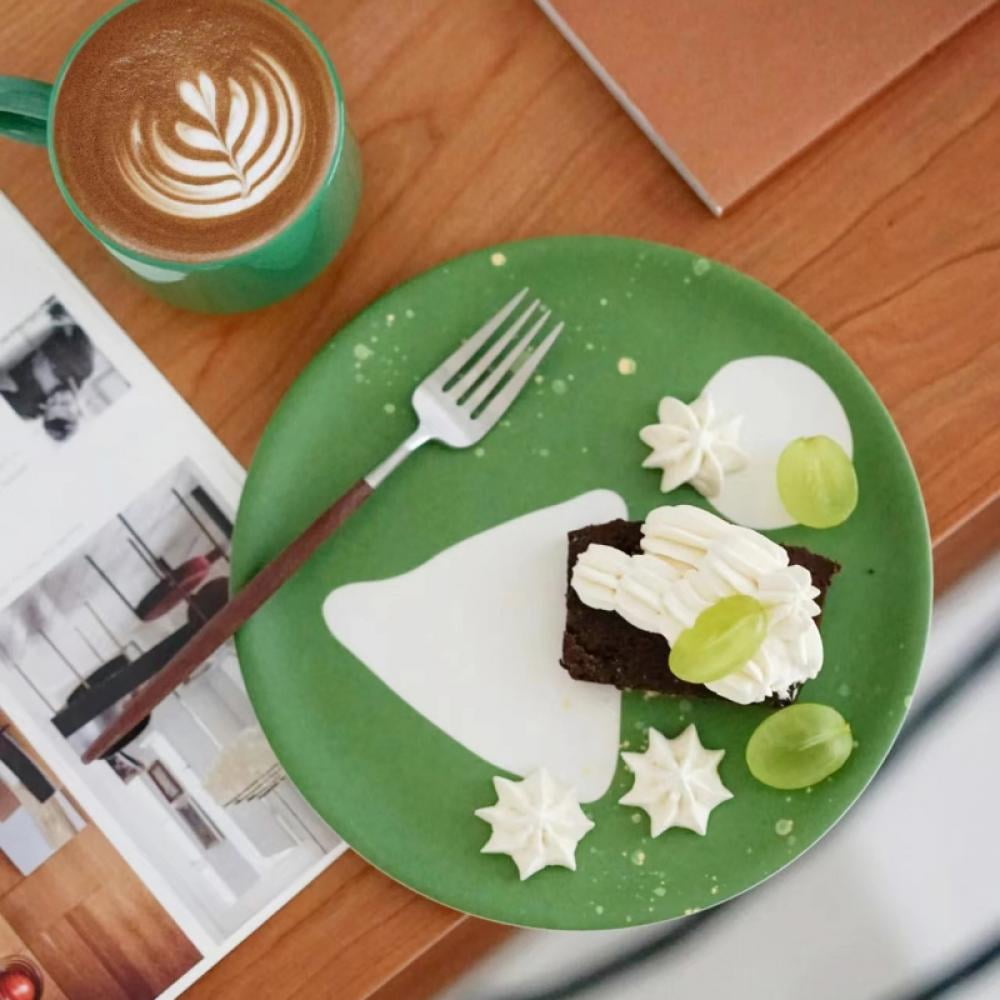 Dining Plate Printed Round Bamboo Fiber Dishes for Serving Salad ...