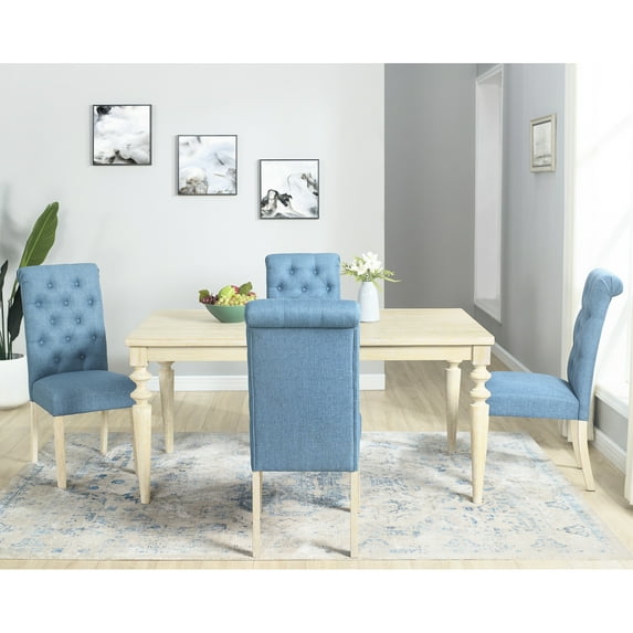 5 Dining Collection: Rectangular Table, 4 Blue Rests Stylish Dining ...