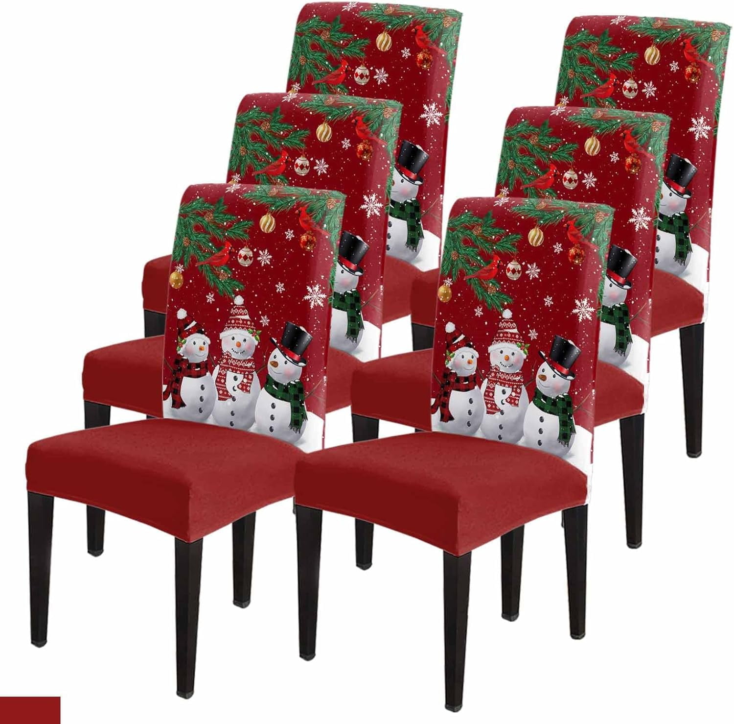 Dining Room Chair Covers, Christmas Tree Snowman Pine Branches Cone ...