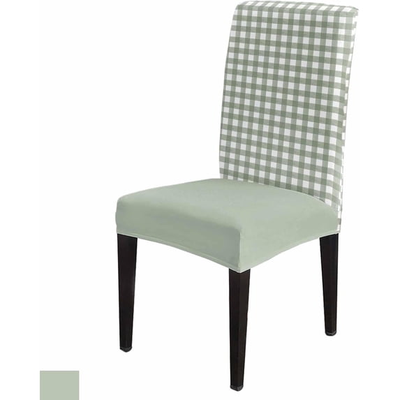 Dining Room Chair Covers, Sage Green Buffalo Plaid Spring Stretch ...