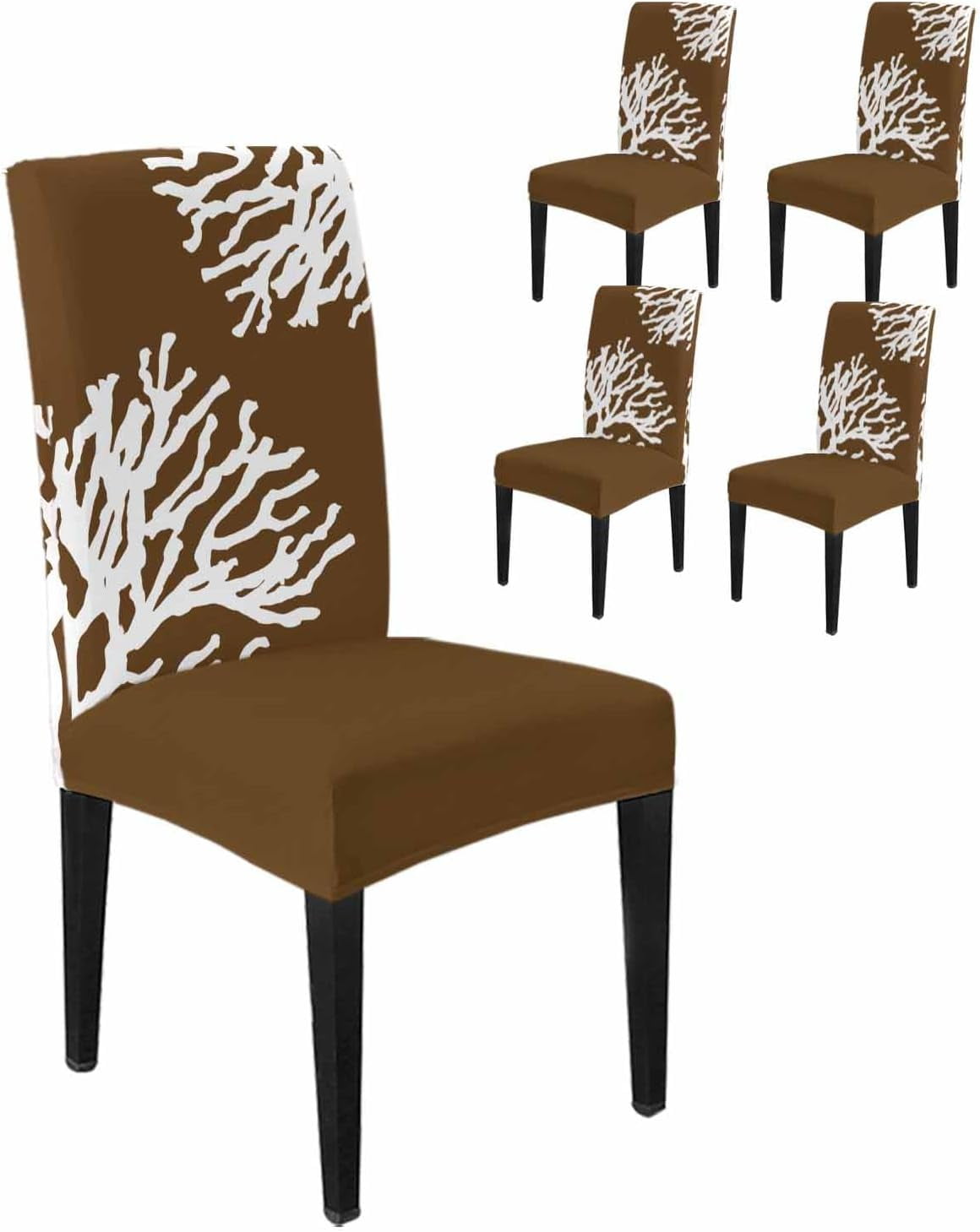 Dining Room Chair Covers Set of 4, Vintage Nautical Abstract Coral ...