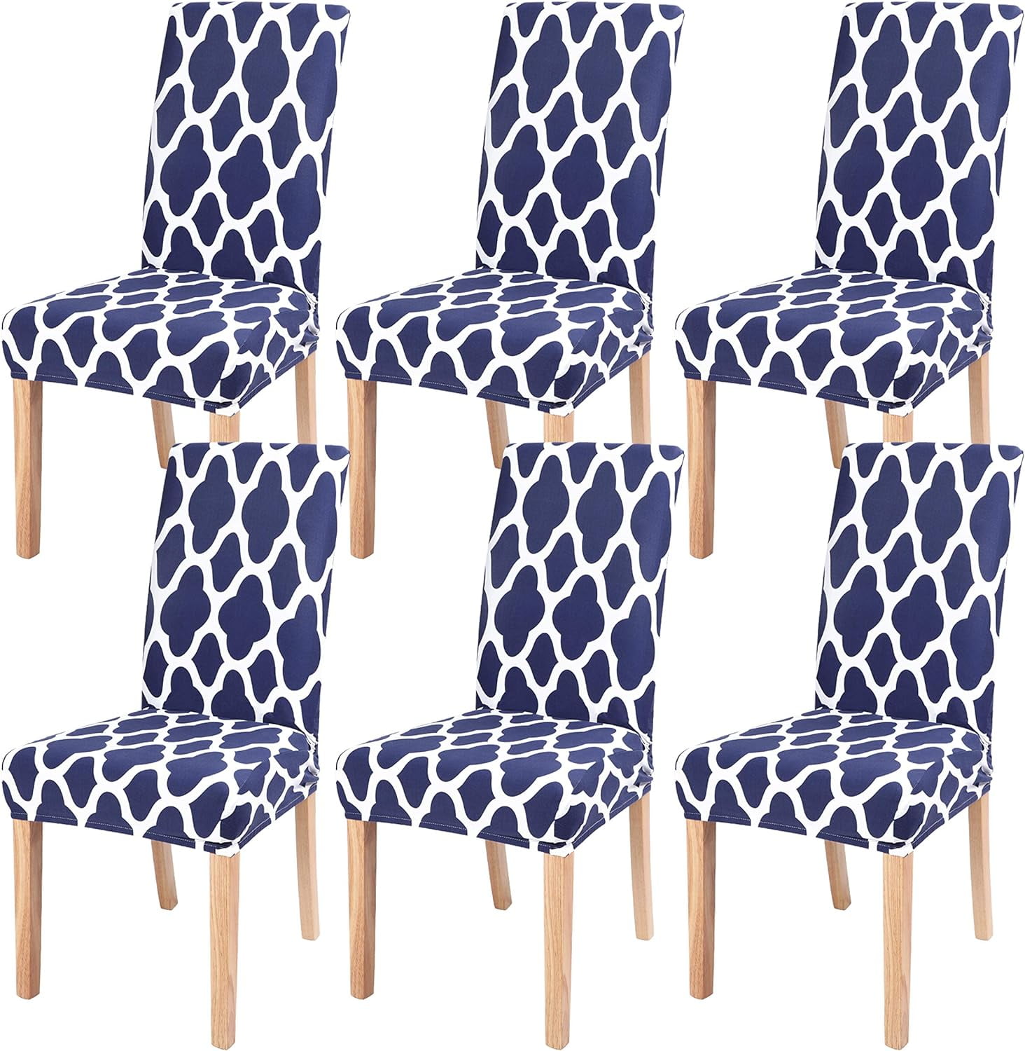 Dining Room Chair Covers Set of 6, Navy Blue Stretch Kitchen Chair ...