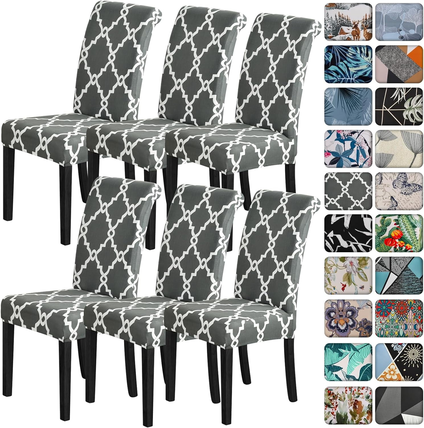 Dining Room Chair Covers Set of 6,Printed Pattern Parsons Chair ...