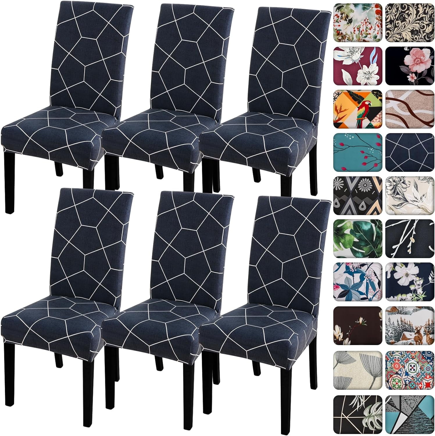 Dining Room Chair Covers Set of 6,Printed Pattern Parsons Chair ...