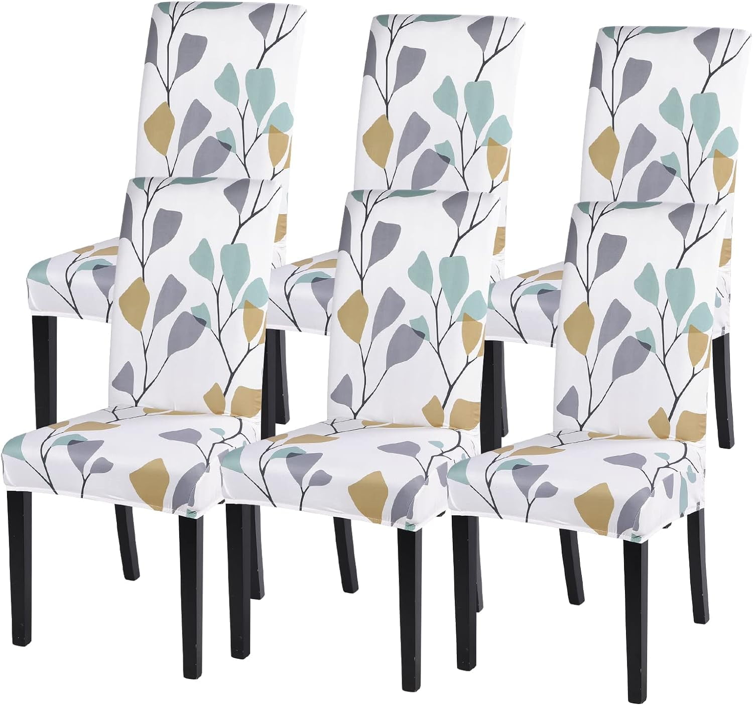Dining Room Chair Covers Set of 6, Stretch Printed Kitchen Chair ...
