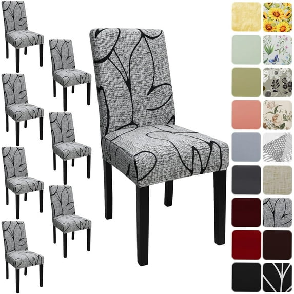 Dining Room Chair Covers Set of 8, Stretch Printed Parsons Chair ...