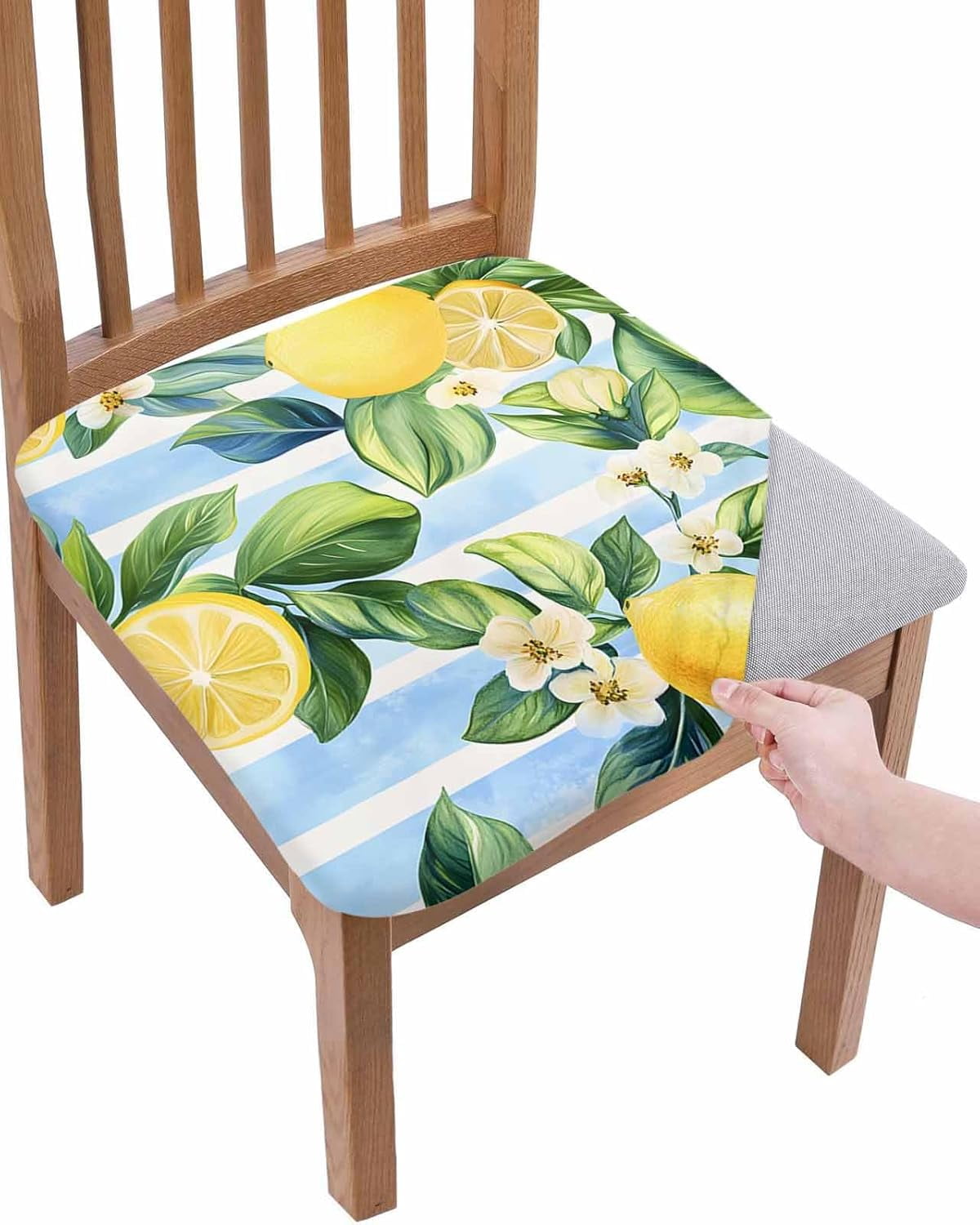 Dining Room Chair Seat Covers Set of 4 Summer Lemon Yellow Removable ...