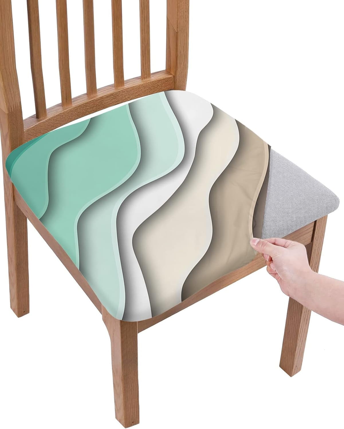 Dining Room Chair Seat Covers, Wave Pattern Abstract Geometric Pattern ...