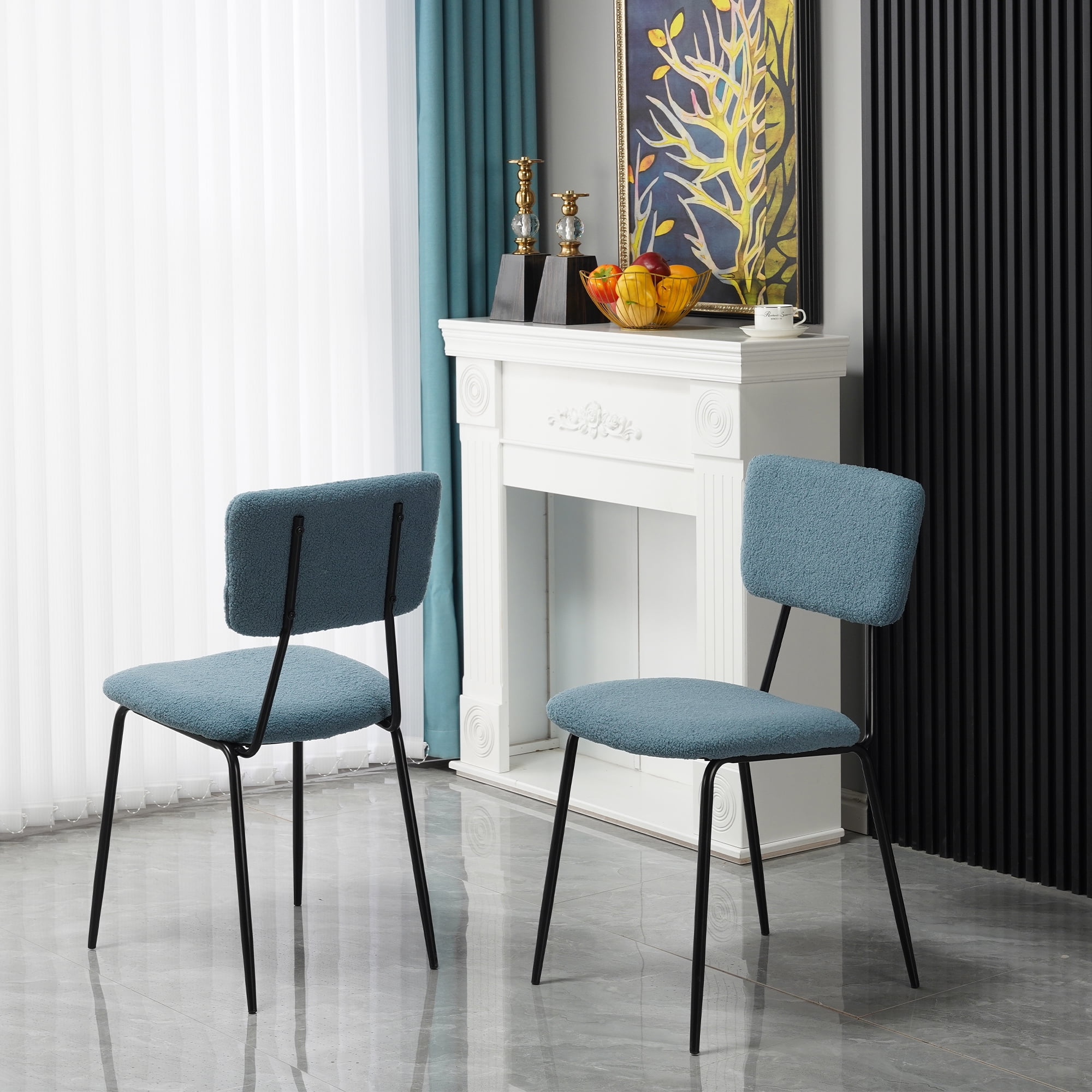 Dining Room Chairs,Modern Comfortable Feature Chairs with Faux Plush ...