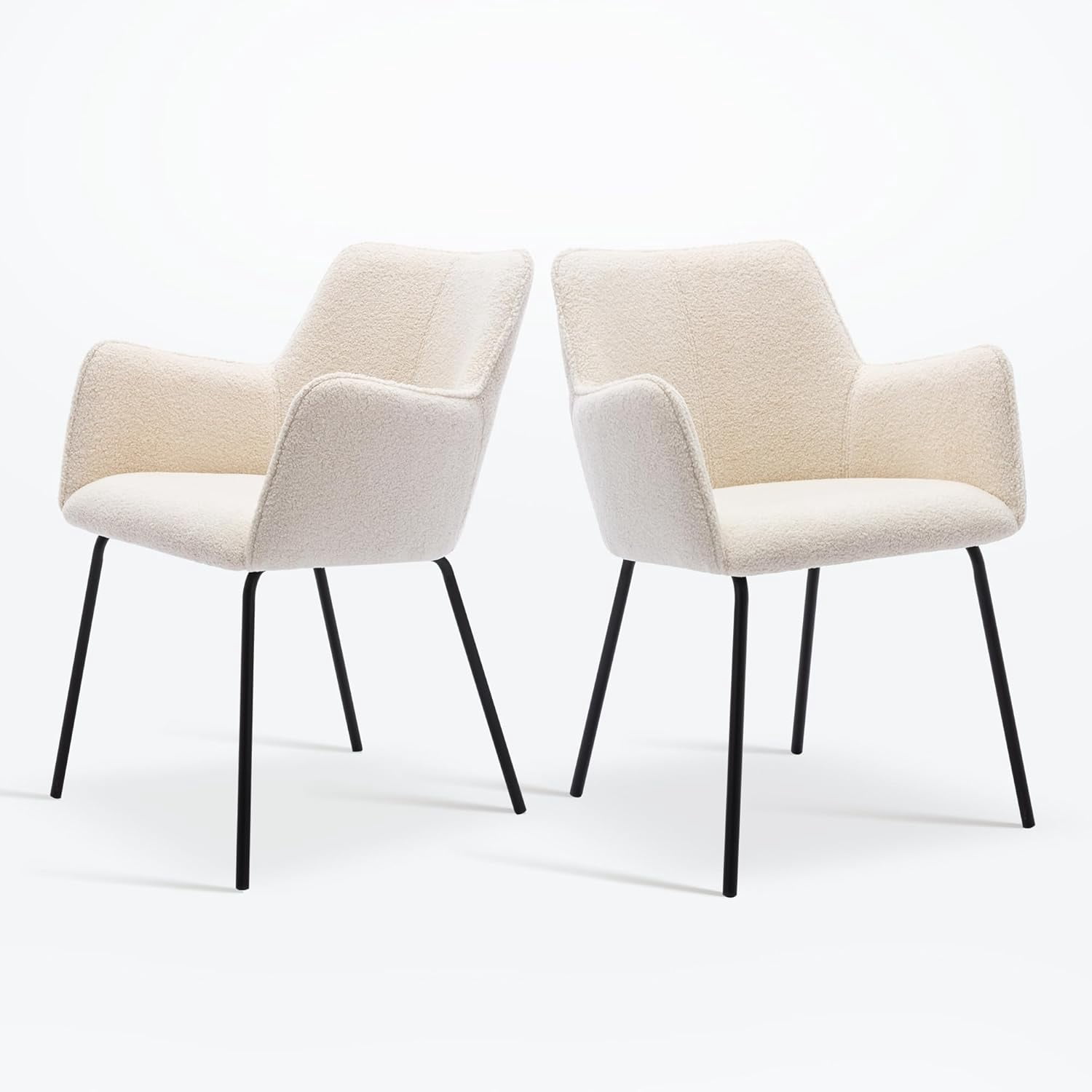 Dining Room Chairs Set of 2, Modern Boucle Dining Chair with Arms ...