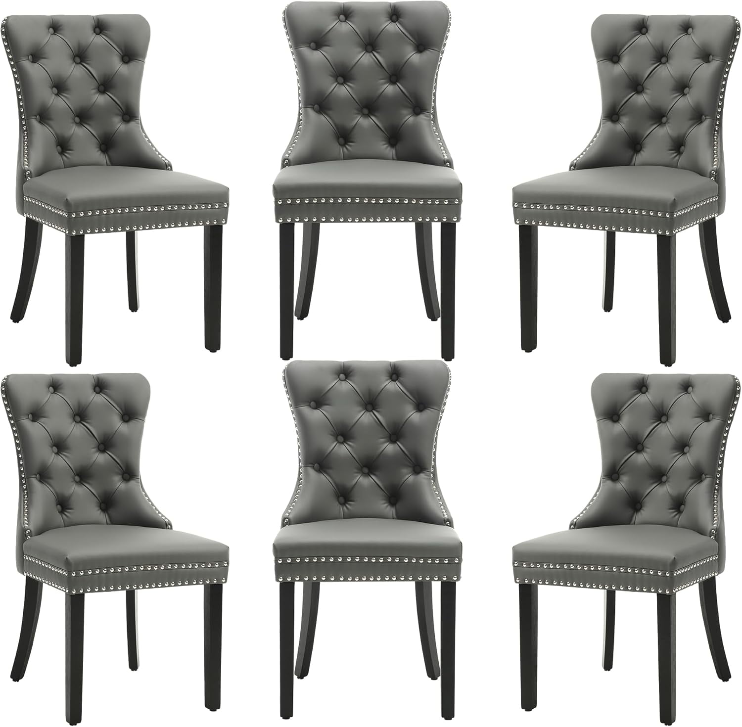 Dining Room Chairs Set of 2, Tufted Velvet Chairs with Golden Stainless ...