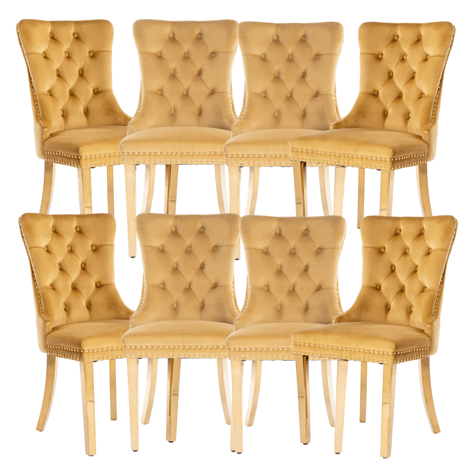 Dining Room Chairs with Velvet Fabric Dining Chairs with Golden ...
