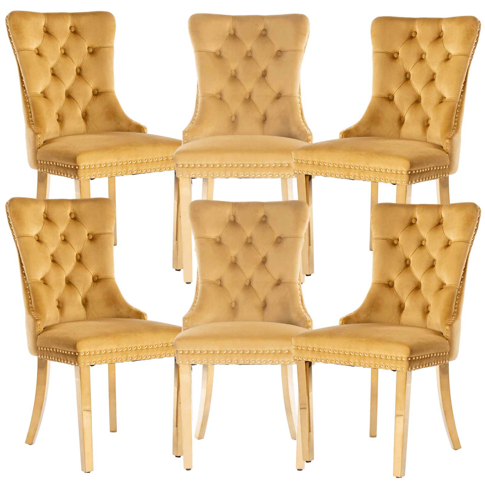 Dining Room Chairs with Velvet Fabric Dining Chairs with Golden ...