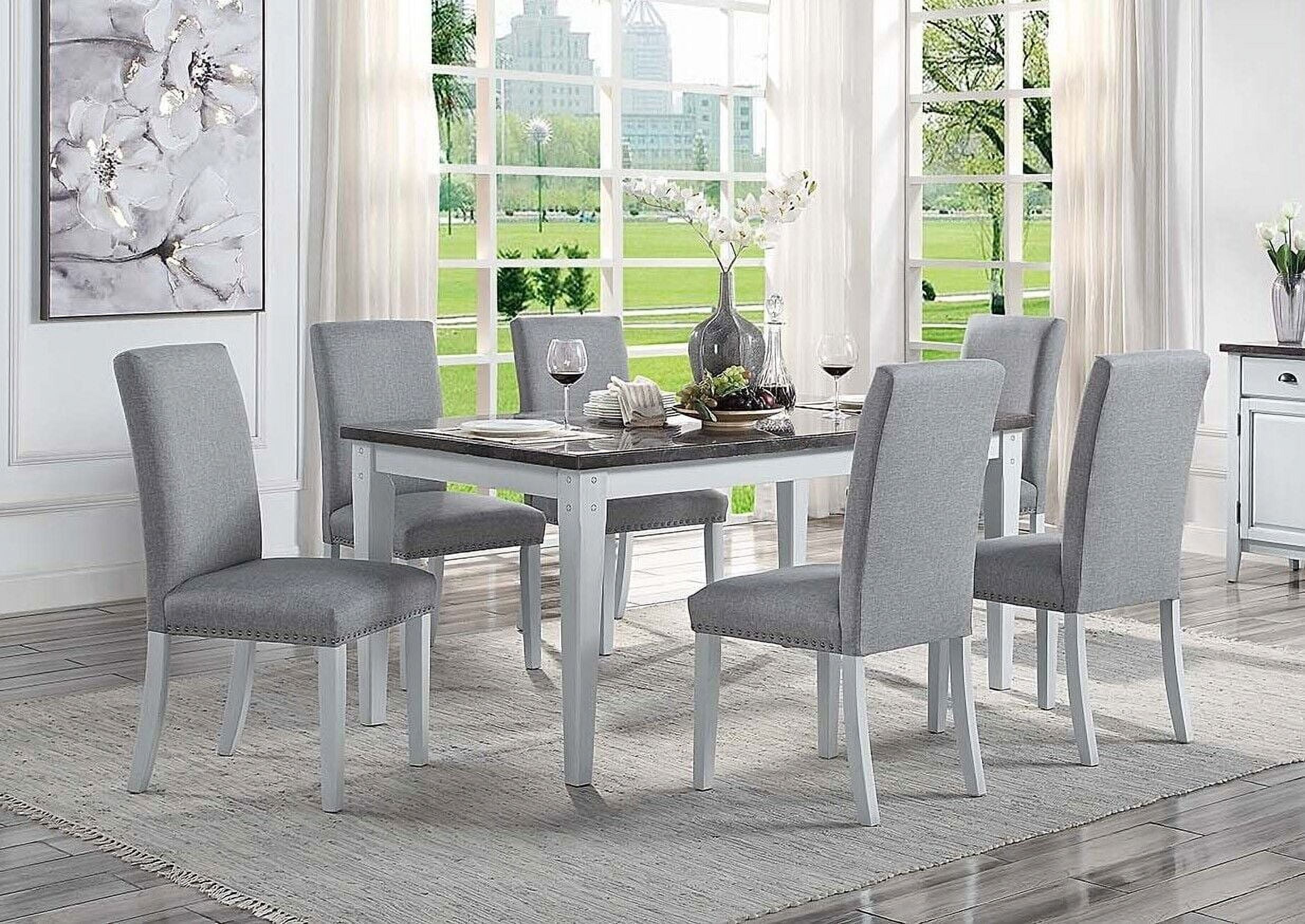 Dining Room Furniture 7pc Set Table Marble Top 6 Side Chairs Classy ...