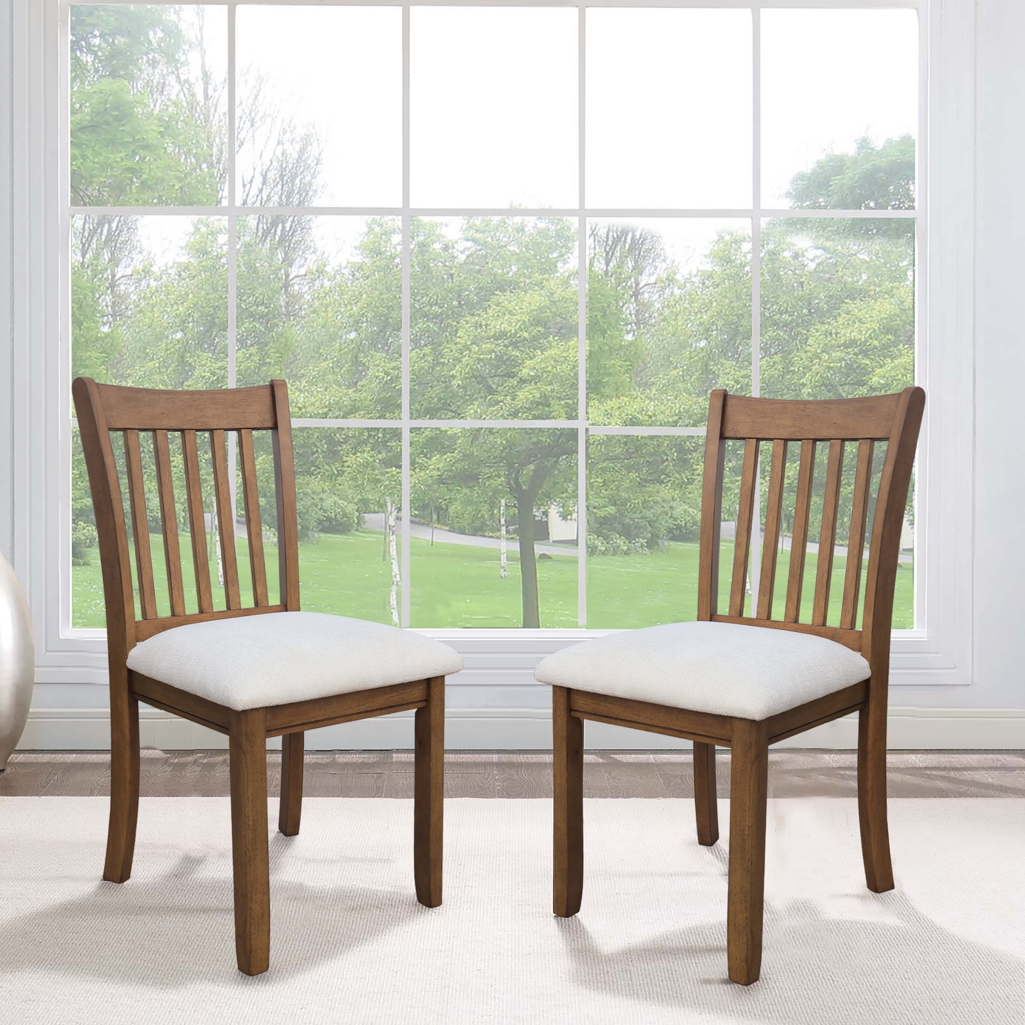 Dining Room Furniture, Dining Chair with LIGHT BROWN Finish Set of 2 ...