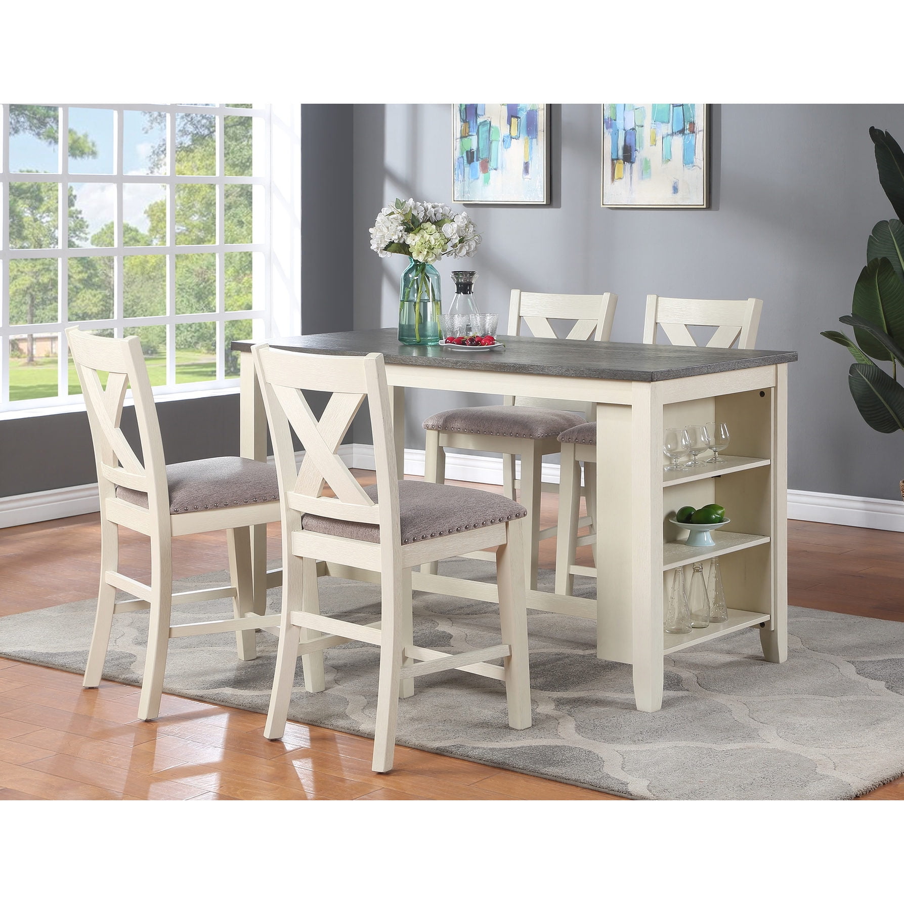 Dining Room Furniture Set | Off-White Color Scheme | Foam Cushioned ...