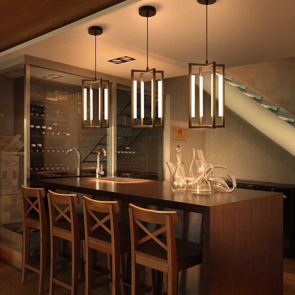 Dining Room Indoor Modern Black Chandelier Iron Cage LED Bulb ...