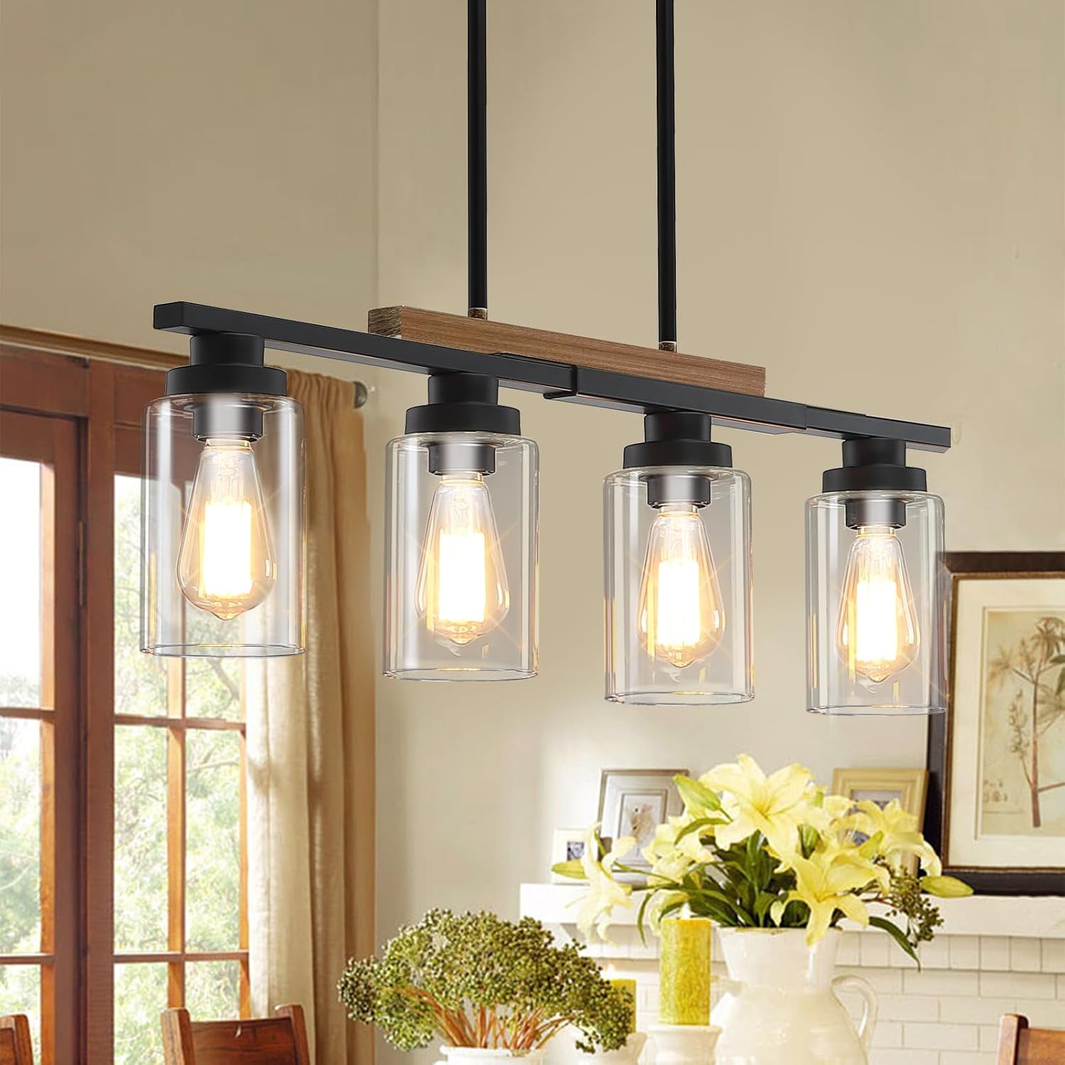 Dining Room Light Fixture Over Table,Farmhouse 4-Light Kitchen Island ...