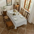 Dining Room Rectangle Fabric Tablecloth White Dining Table Protector ...