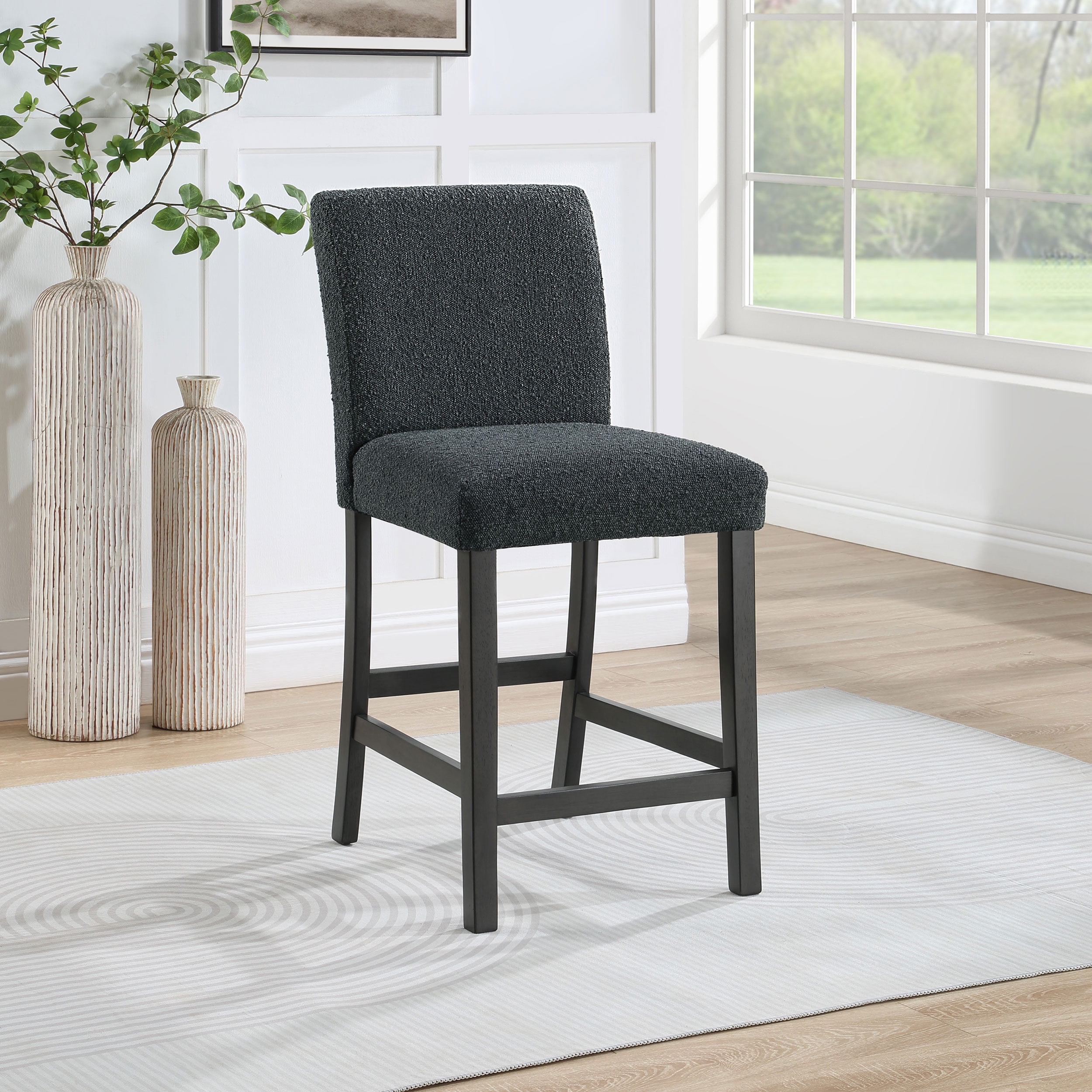 Dining Room Seating Murtry Black Boucle Upholstered Counter Chair (Set ...
