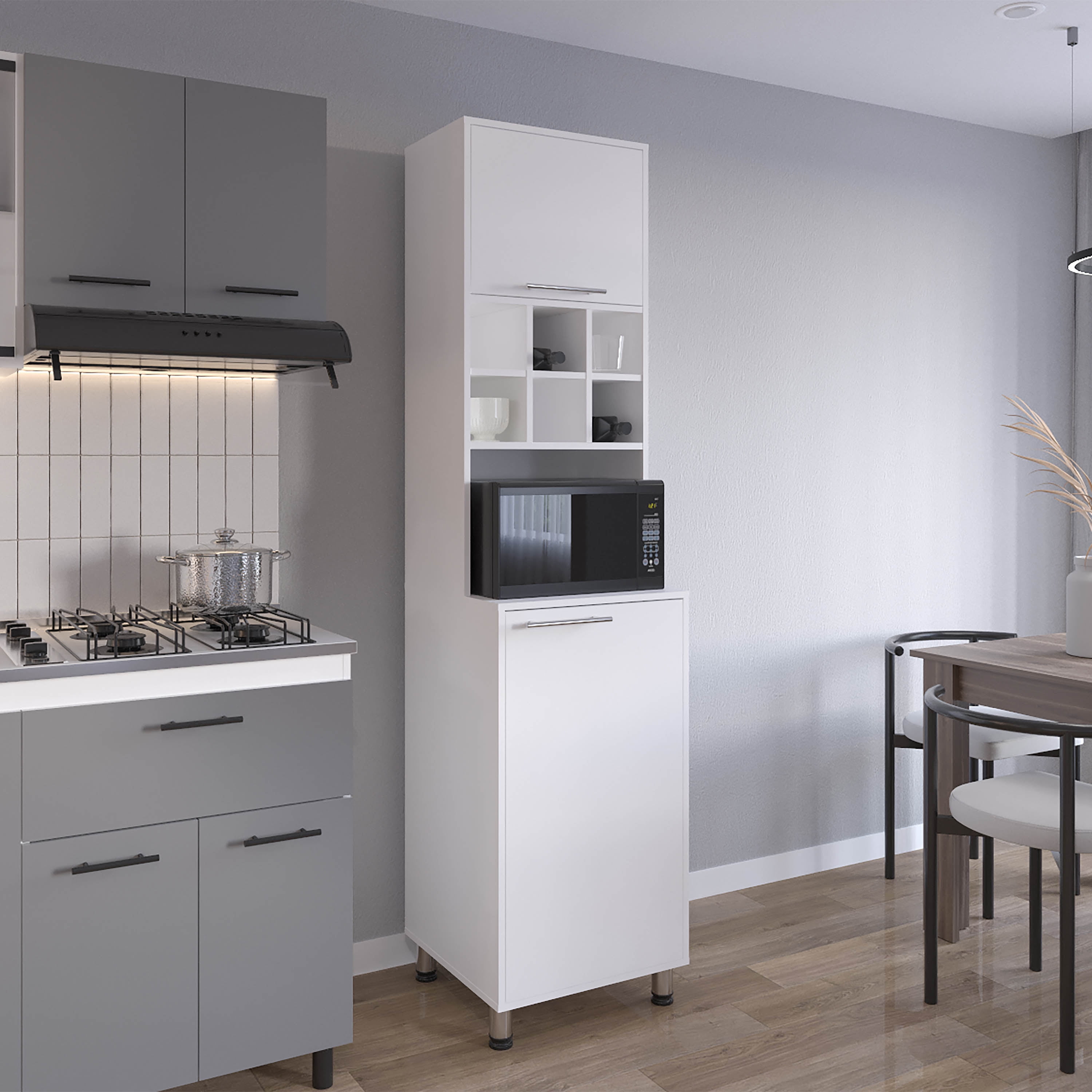 Dining Room Server, Kitchen Pantry, 2 Doors, 4 Legs, 8 Shelves ...