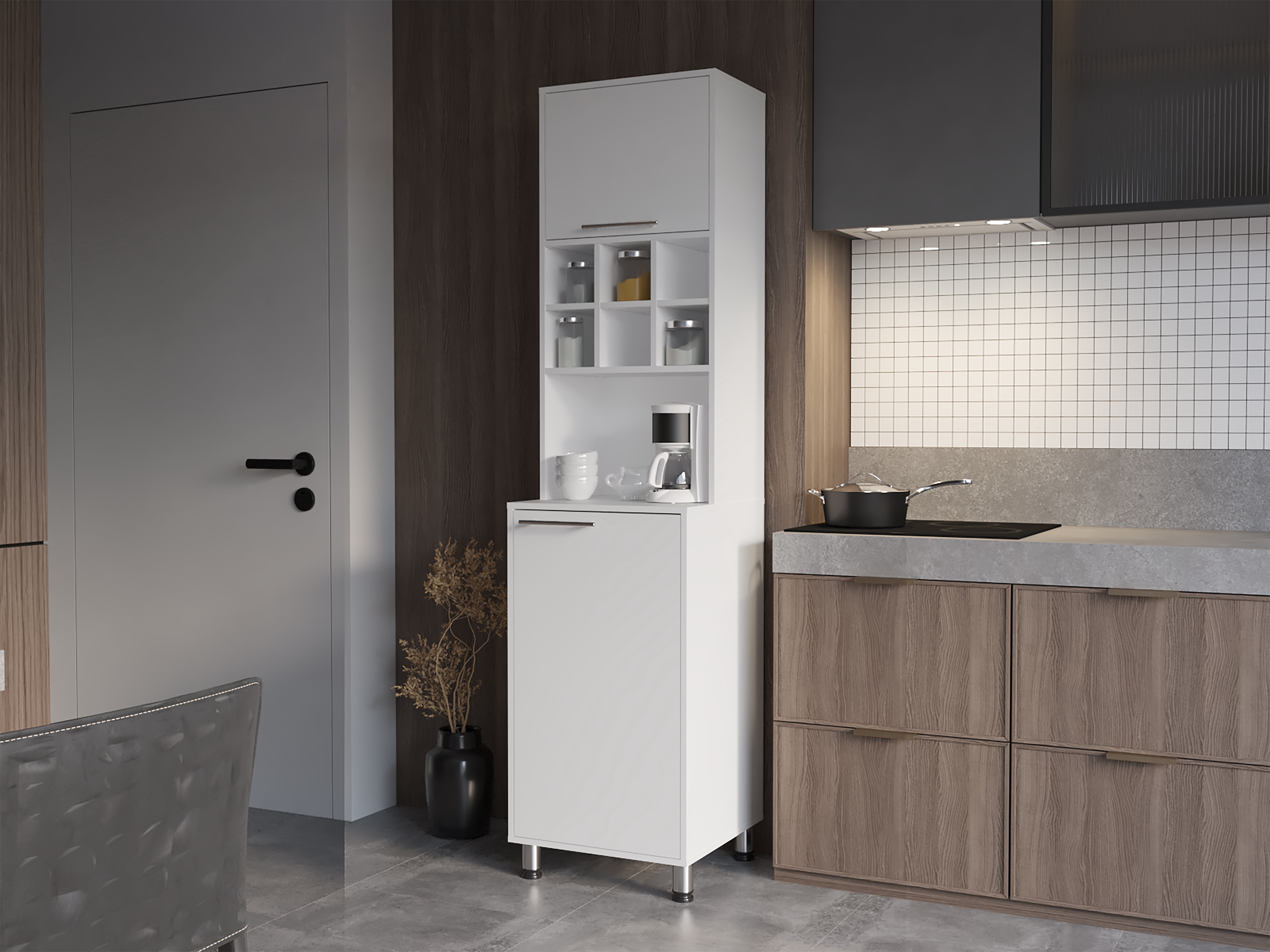 Dining Room Server Rock Kitchen Pantry with Pneumatic Door, Open ...