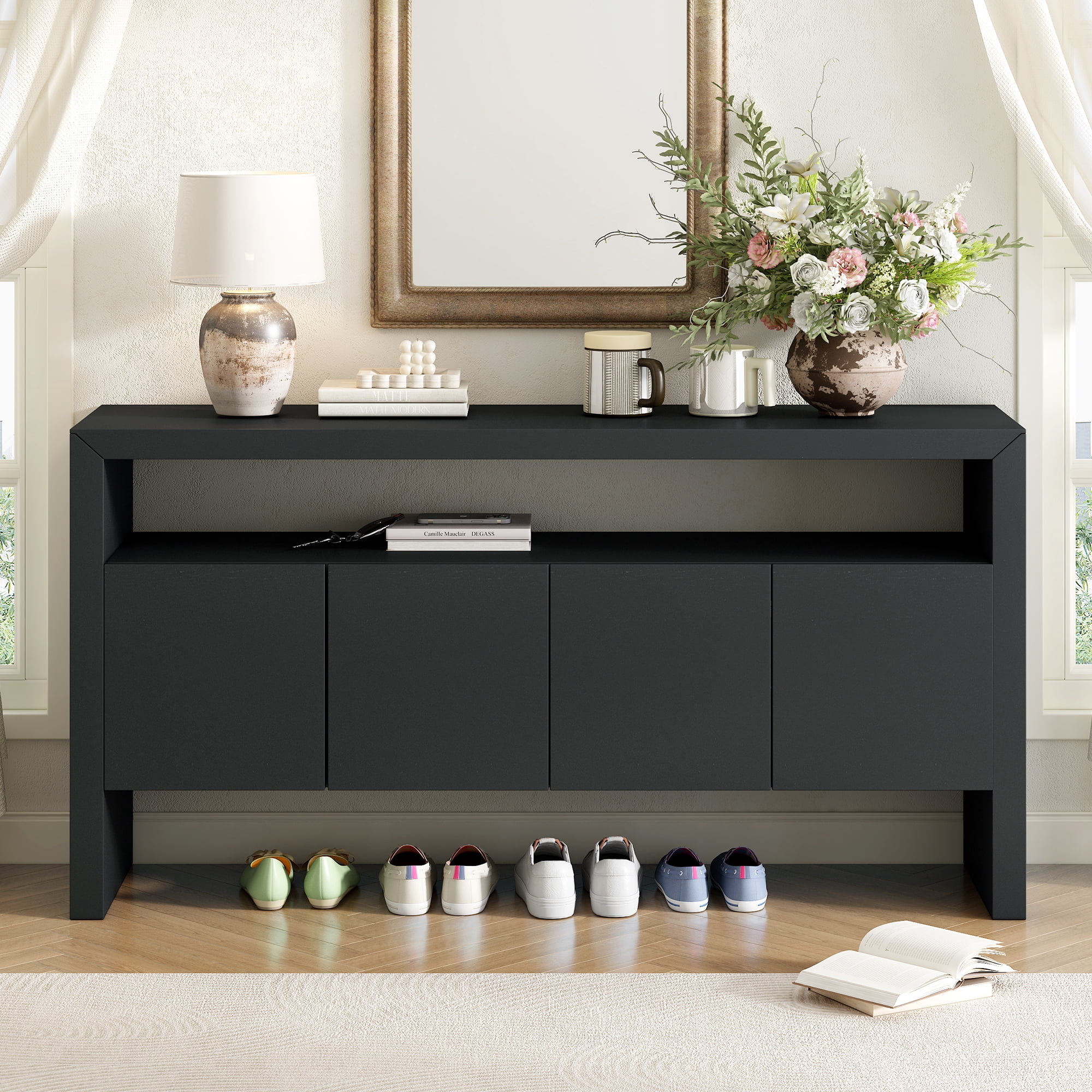 Dining Room Server U_Style 60" 4-Door Sideboard, Modern Minimalist ...