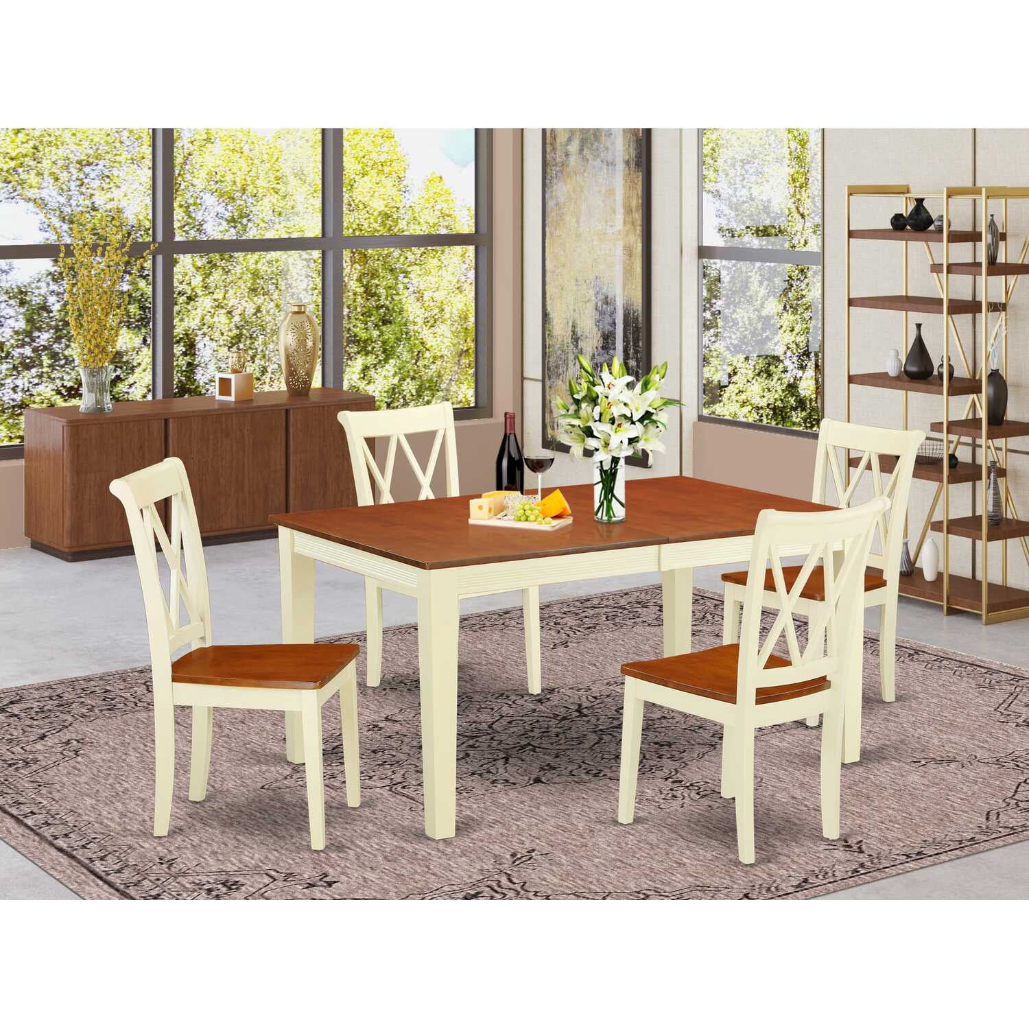 Dining Room Set Buttermilk & Cherry, NICL5-BMK-W - Walmart.com