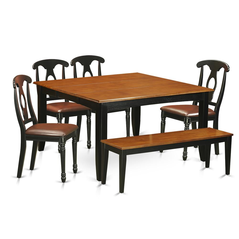 East West Furniture Parfait 6-piece Wood Dining Set with Leather Chairs ...