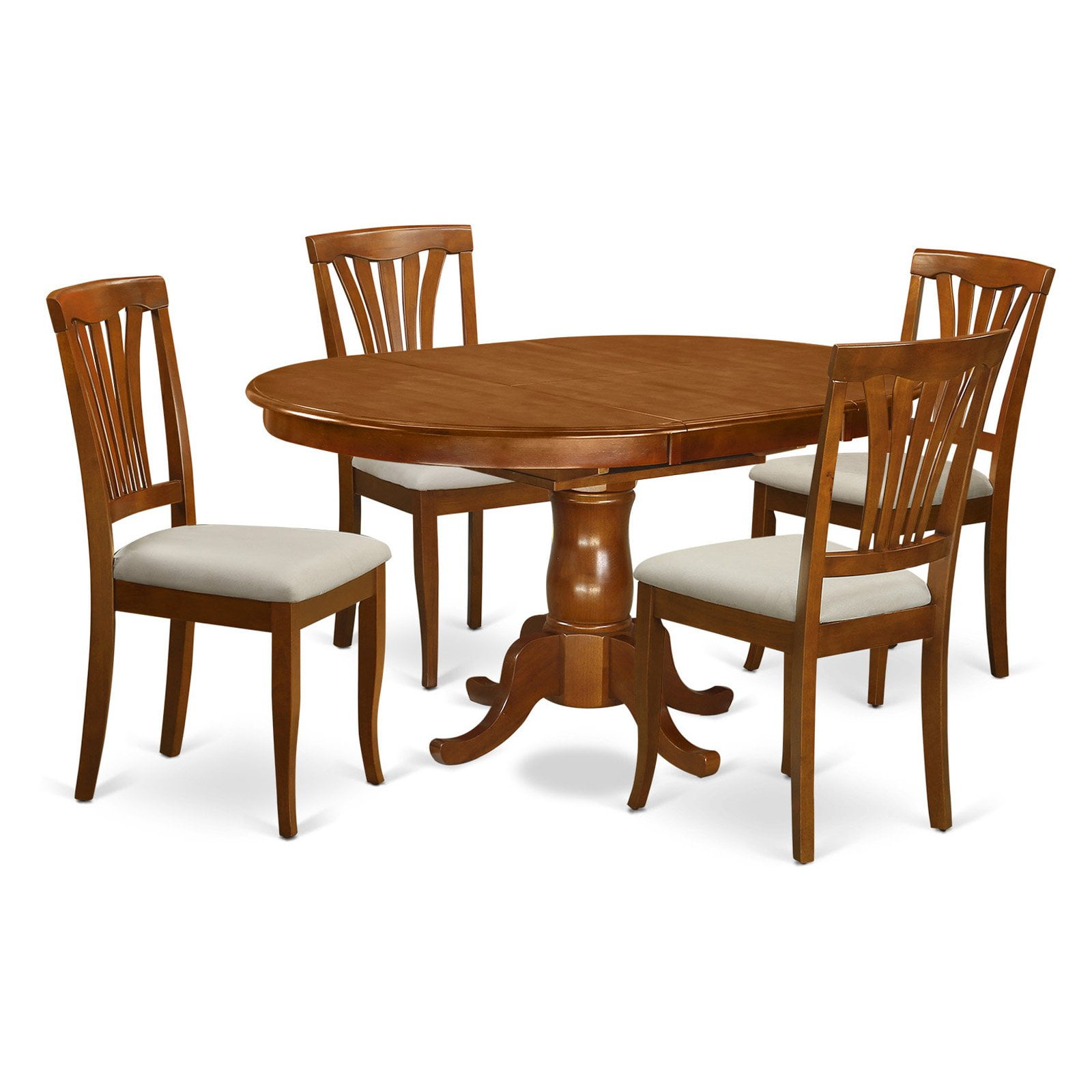 Walmart 5-Piece Oval Dining Set - Saddle Brown Table & Four Microfiber ...