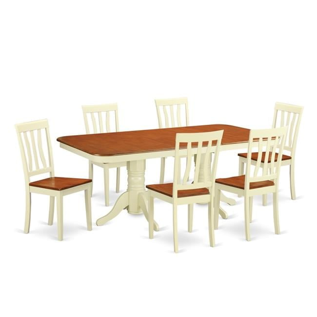 Dining Room Set - Kitchen Table & 6 Chairs, Buttermilk & Cherry - 7 ...