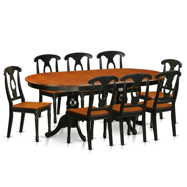 Dining Room Set - Table with Eight Solid Chairs, Black & Cherry - 9 ...