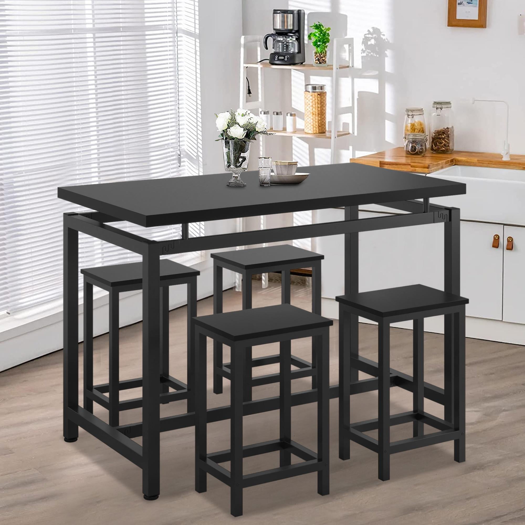 Dining Room Set for 4, Kitchen Bar Table Set with 4 Stools, Rectangle ...