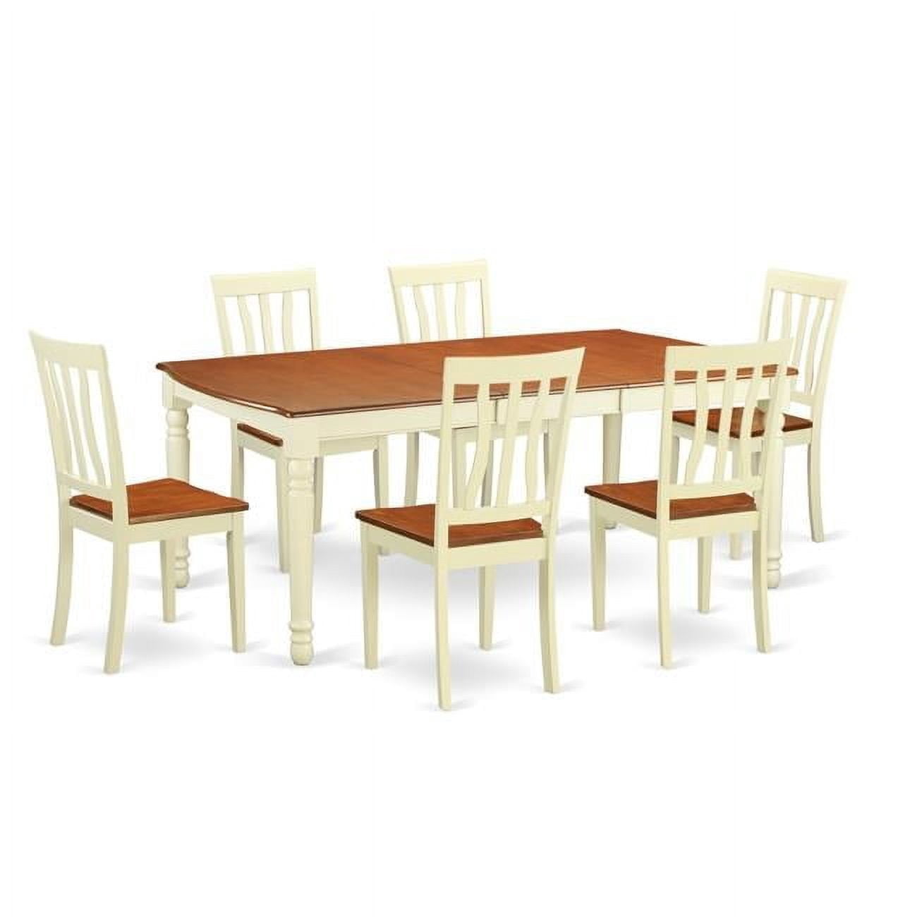 Dining Room Table Set with 6 Kitchen Table & 6 Chairs, Buttermilk ...