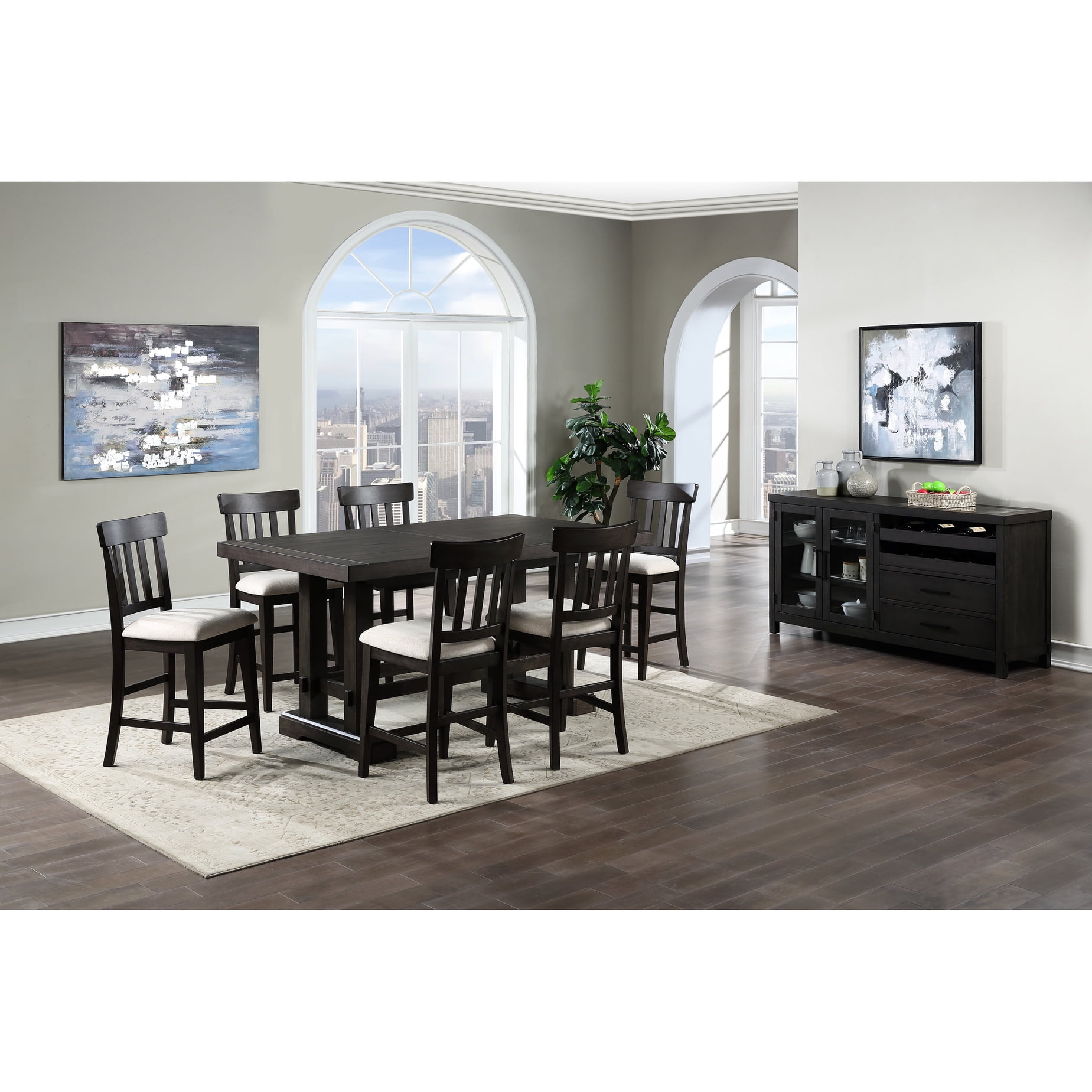 Dining Set / Dusky Cedar Finish, Stretchers For Stability / Creates A ...