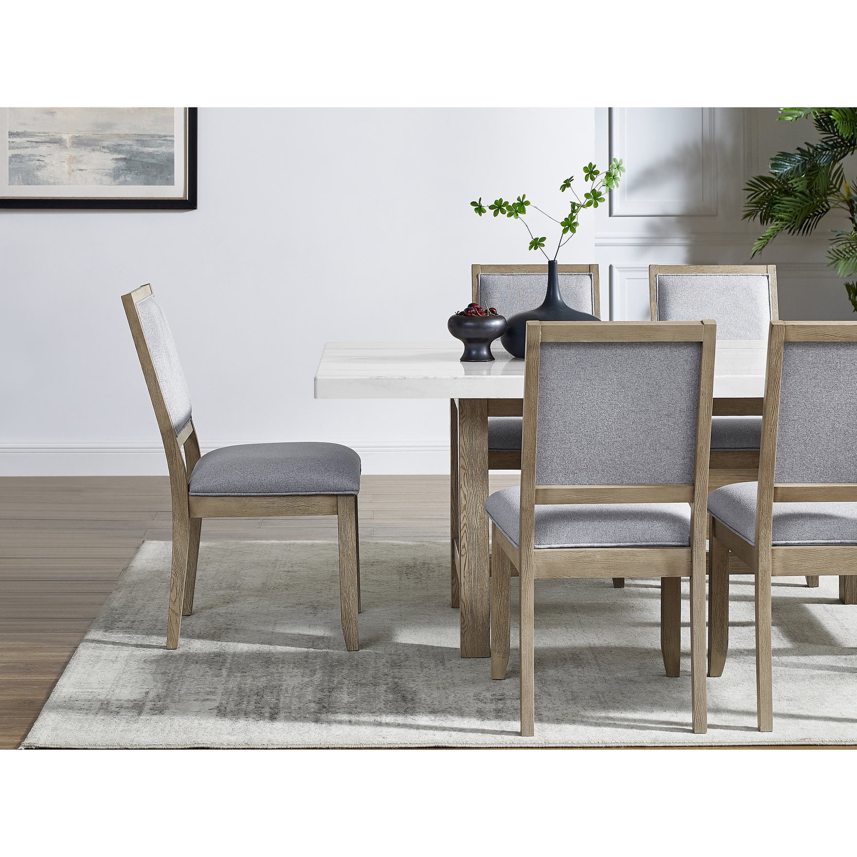 Dining Set / Kiln-dried wood construction, light brown color / Prevents ...