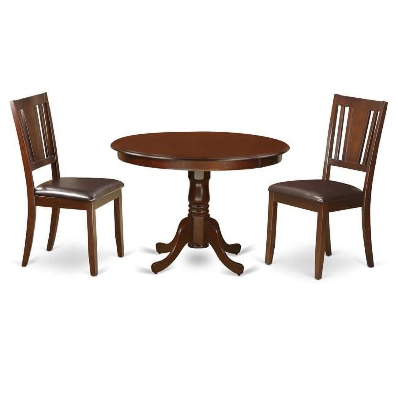 Dining Set - One Round Kitchen Table & 2 Chairs Faux Leather Seat ...